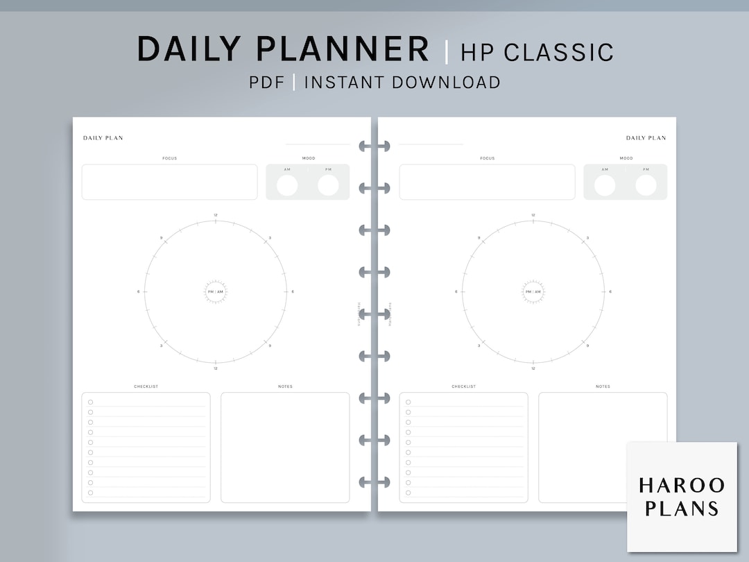 Daily Plan | HP Classic Printable Happy Planner Inserts | 24hours ...