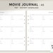 Movie Journal Printable Inserts A5 Film Journal Template PDF Simple ...