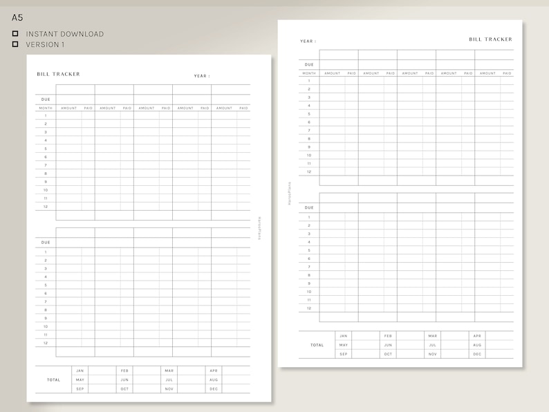 Bill Tracker A5 Ring Printable Planner Inserts Spending - Etsy