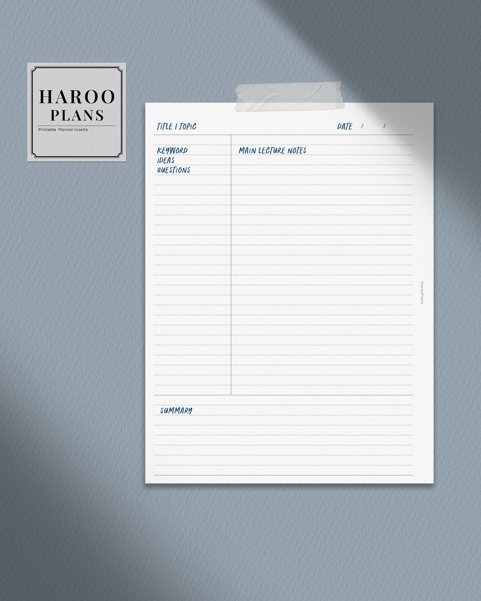 Cornell Notes | HP Classic Printable Happy Planner Inserts | Grid ...
