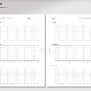 Financial Overview Chart | Personal Wide Size Printable Planner Inserts ...