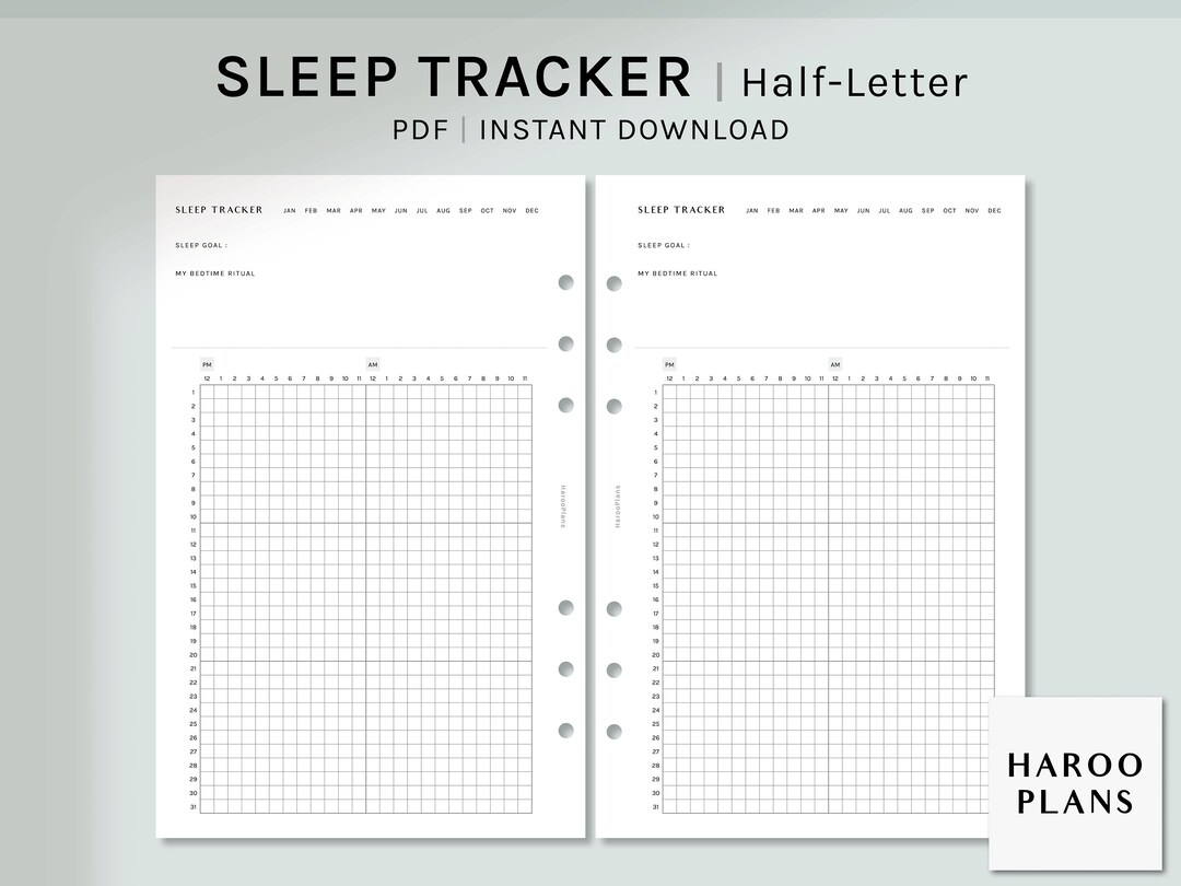 Sleep Tracker | Half-letter | Printable Planner Inserts | Sleep Time ...