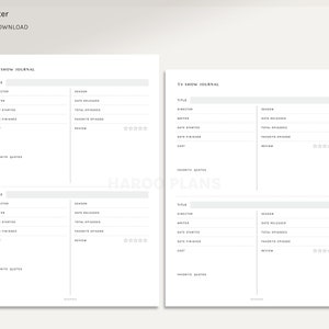 TV Show Journal | A4, US Letter Printable Planner Inserts | Series ...