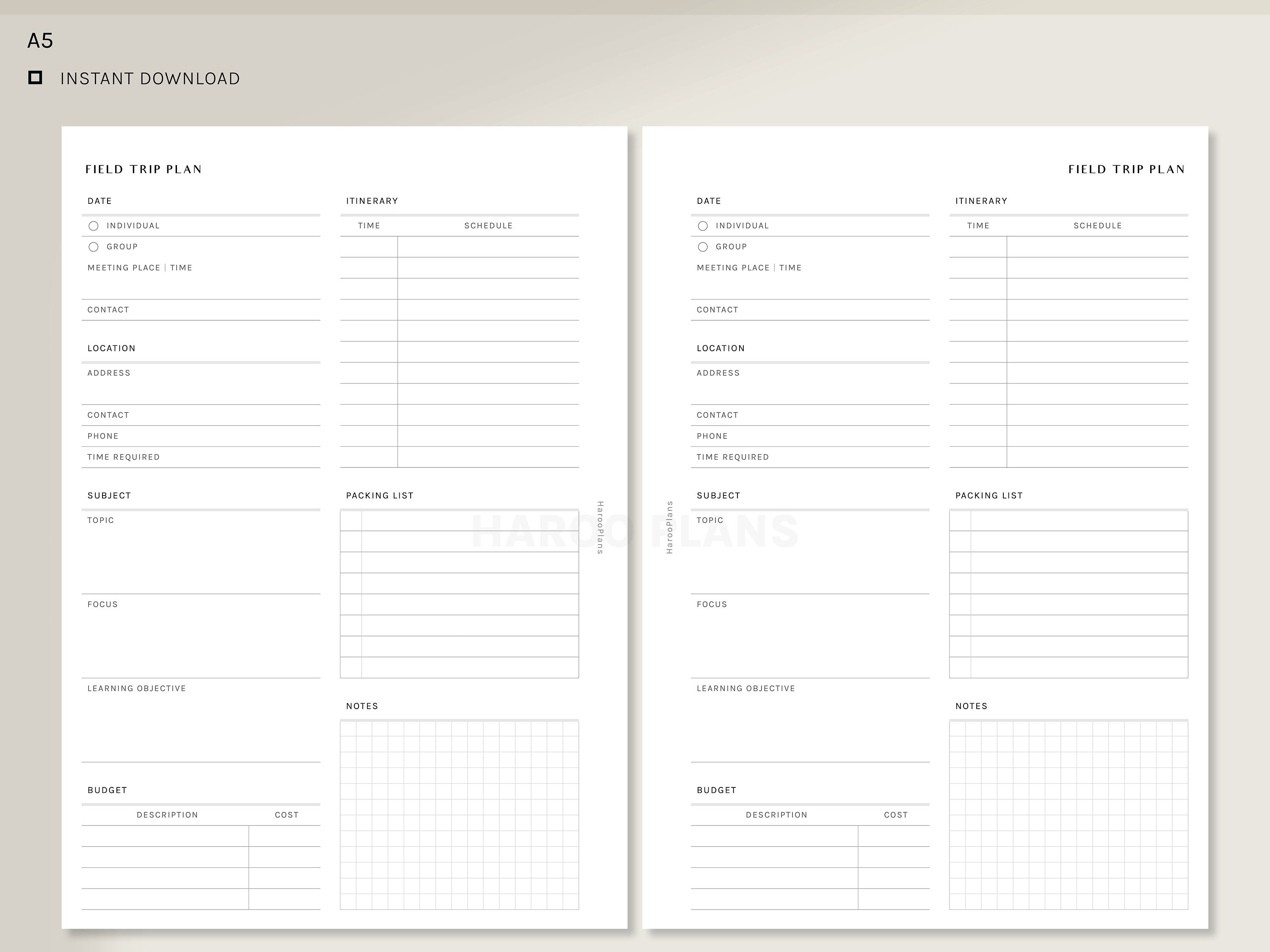 A5 Printable Planner Inserts Digital Download Simple Homeschool ...