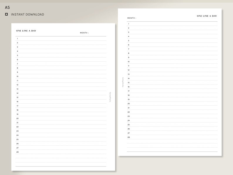 One Line A Day A5 Printable Planner Inserts Daily Diary - Etsy