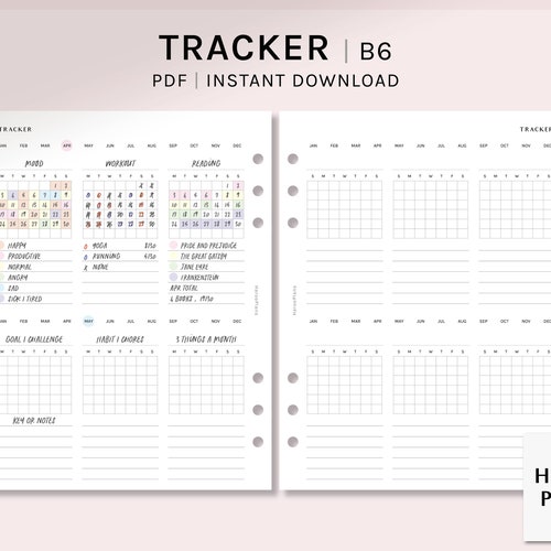 Monthly Tracker Personal Wide Printable Planner Inserts - Etsy