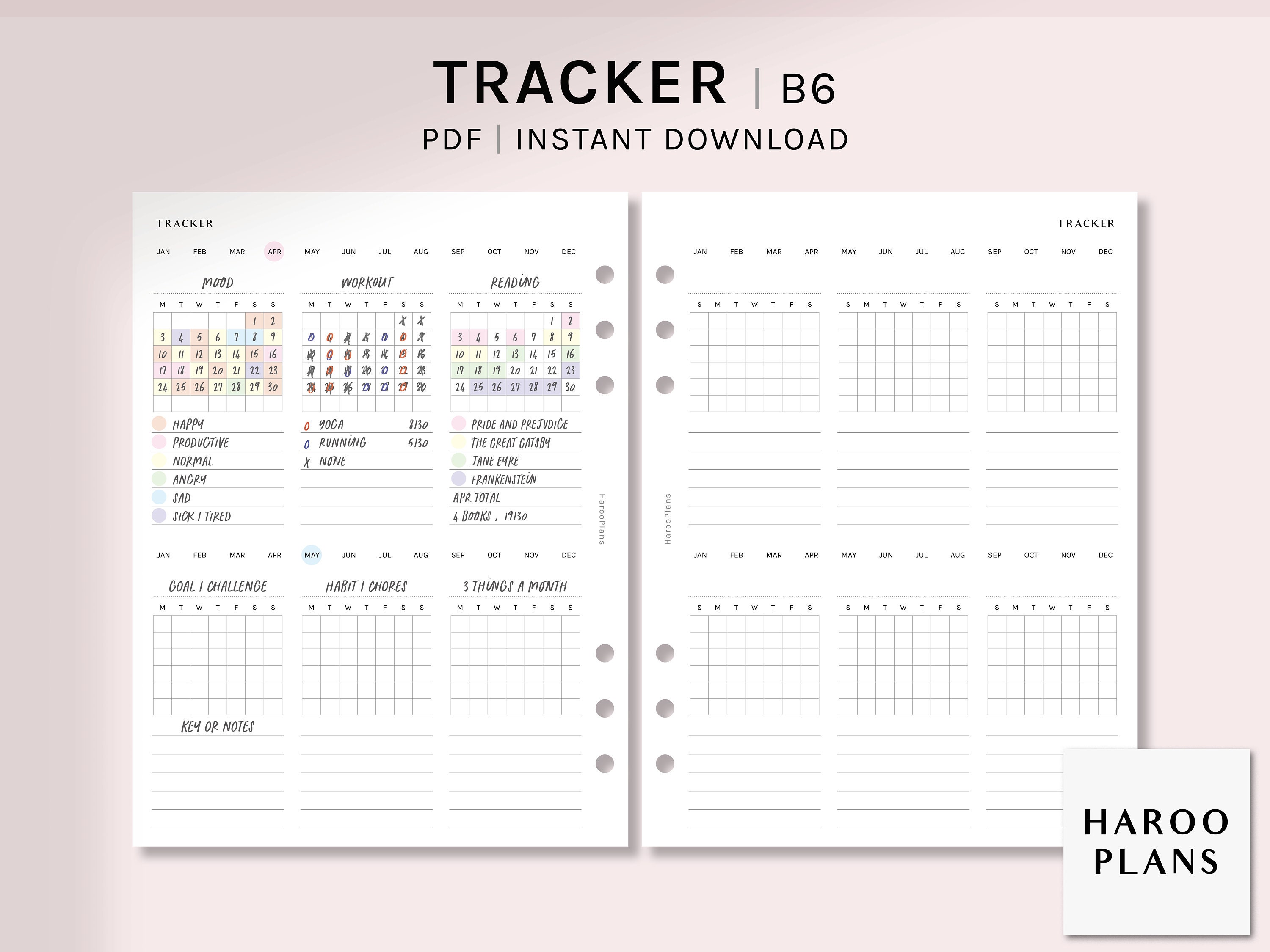 Monthly Tracker B6 Rings Printable Planner Inserts Task - Etsy