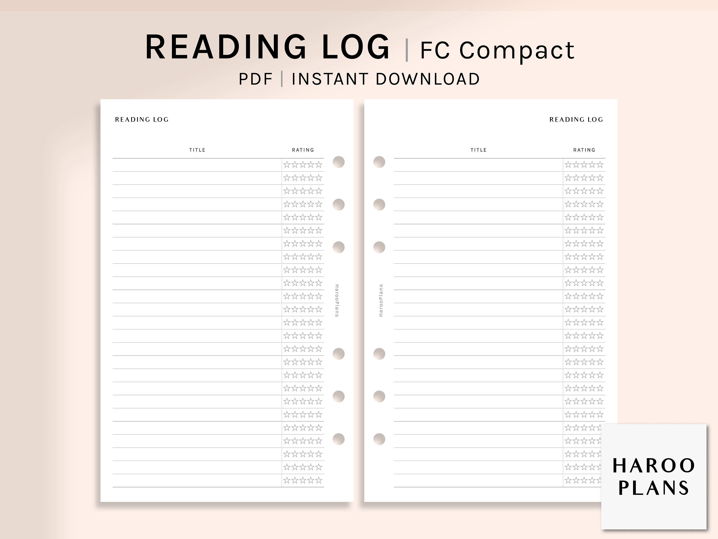 Reading Log FC Compact Size Printable Planner Inserts Book - Etsy