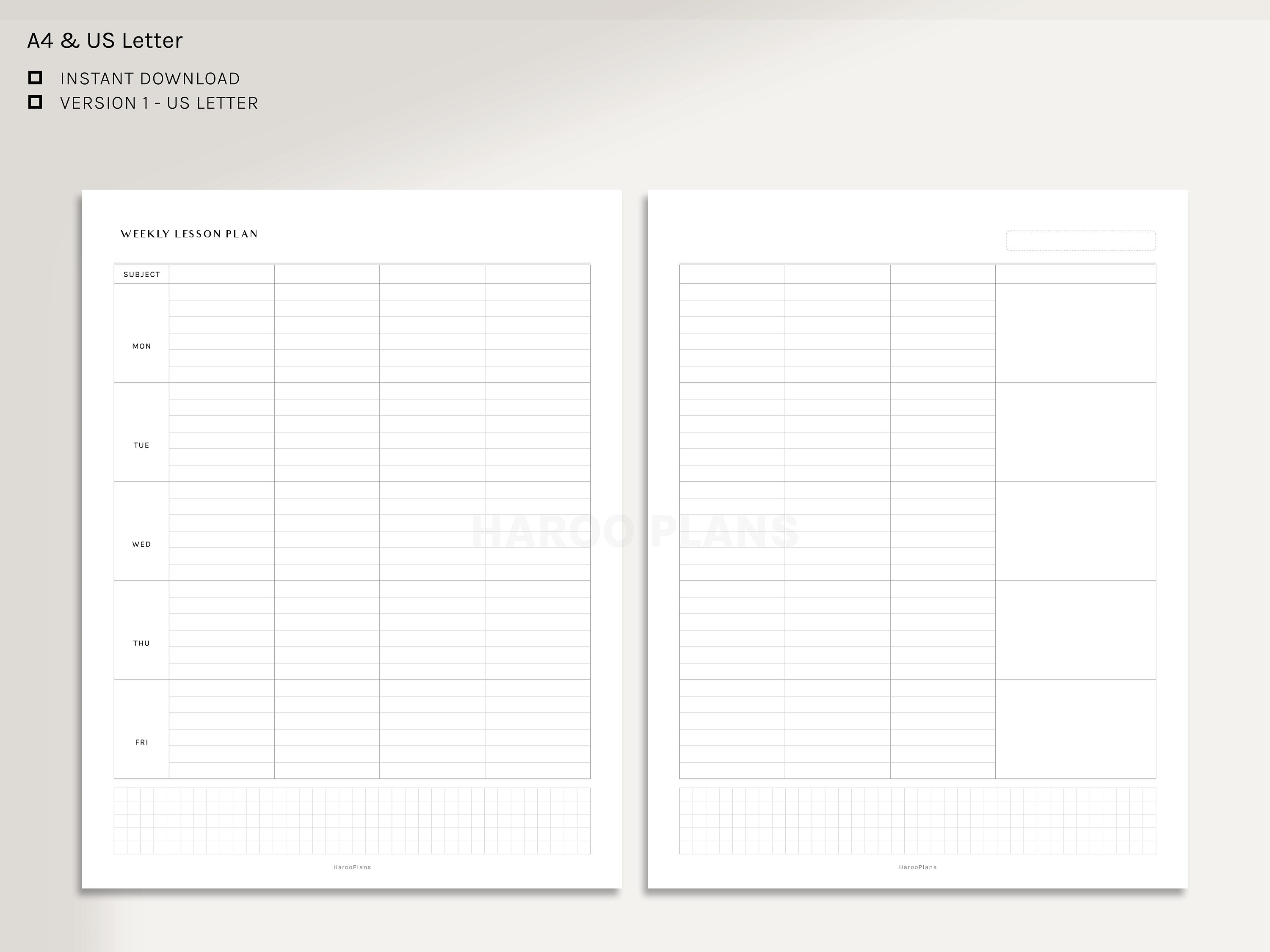 Weekly Lesson Planner | A4, US Letter Printable Inserts | Homeschool ...