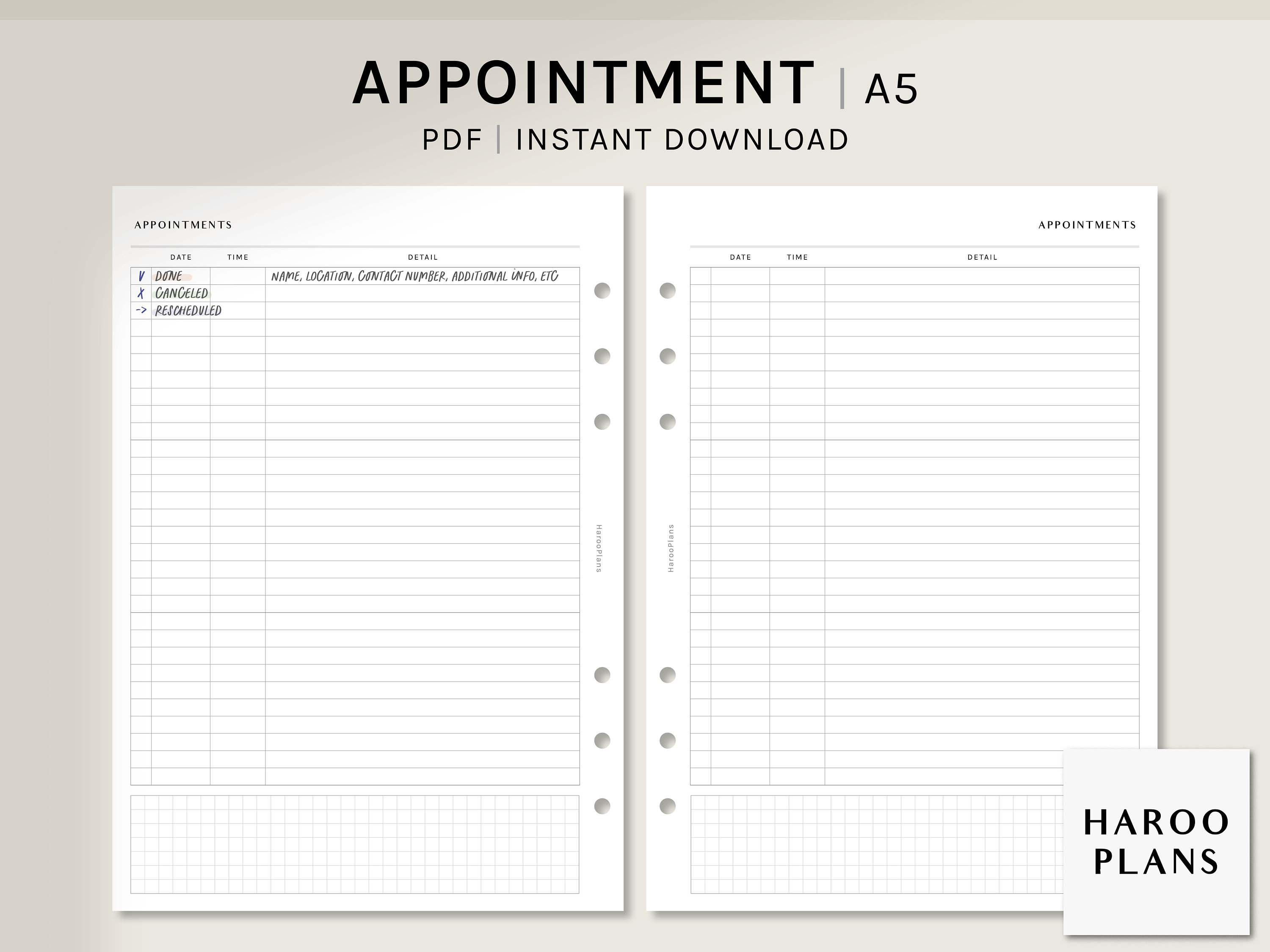 Appointment Tracker Sheet A5 Printable Planner Inserts - Etsy