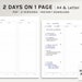 2 Days on 1 Page A4, US Letter Printable Planner Inserts Daily Schedule ...