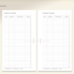 Expense Tracker | Personal Size Printable Inserts | Spending Log ...