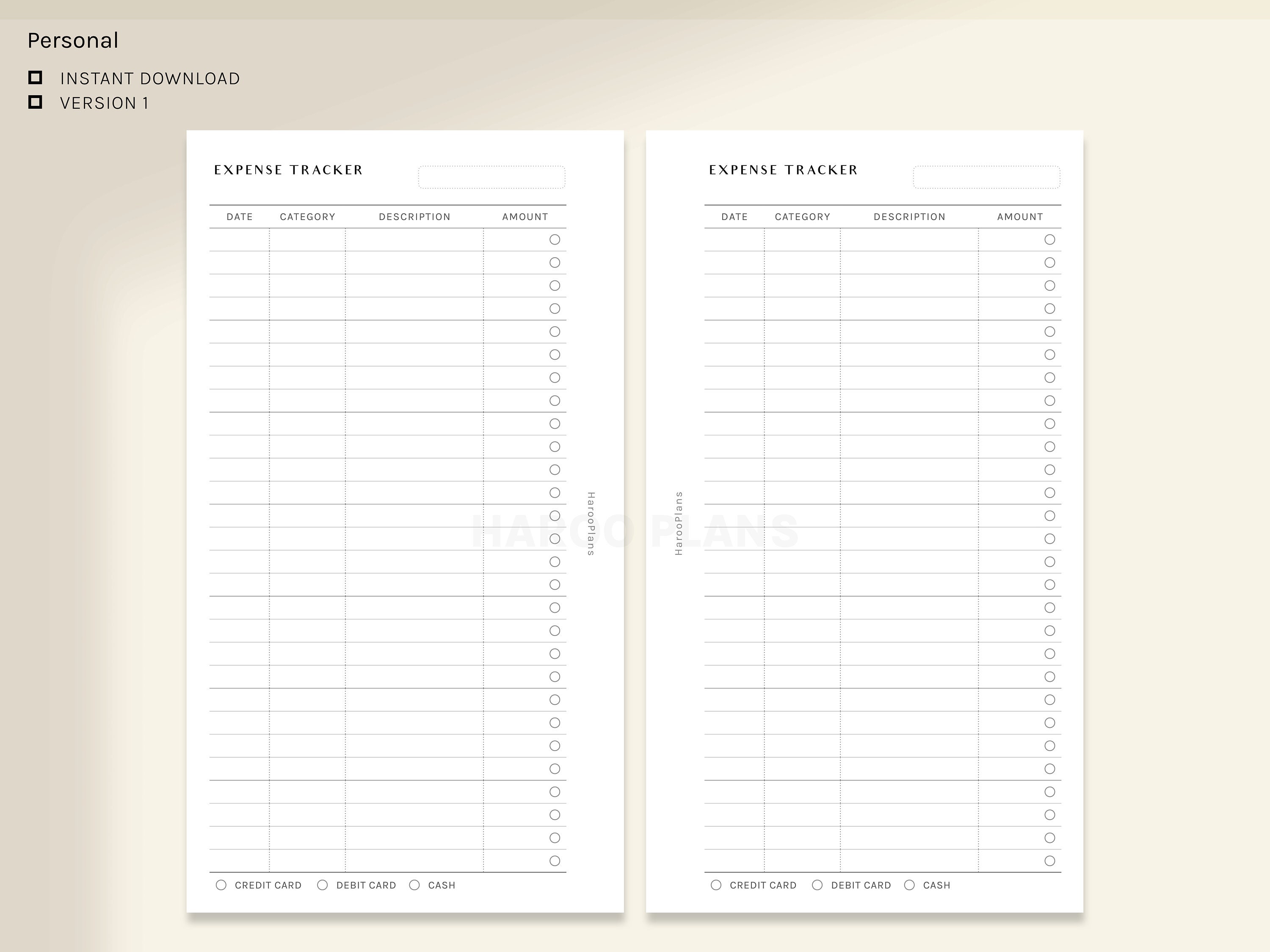 Expense Tracker Personal Size Printable Inserts Spending - Etsy