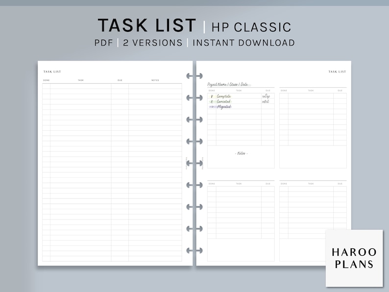 Task List HP Classic Printable Happy Planner Inserts to Do | Etsy