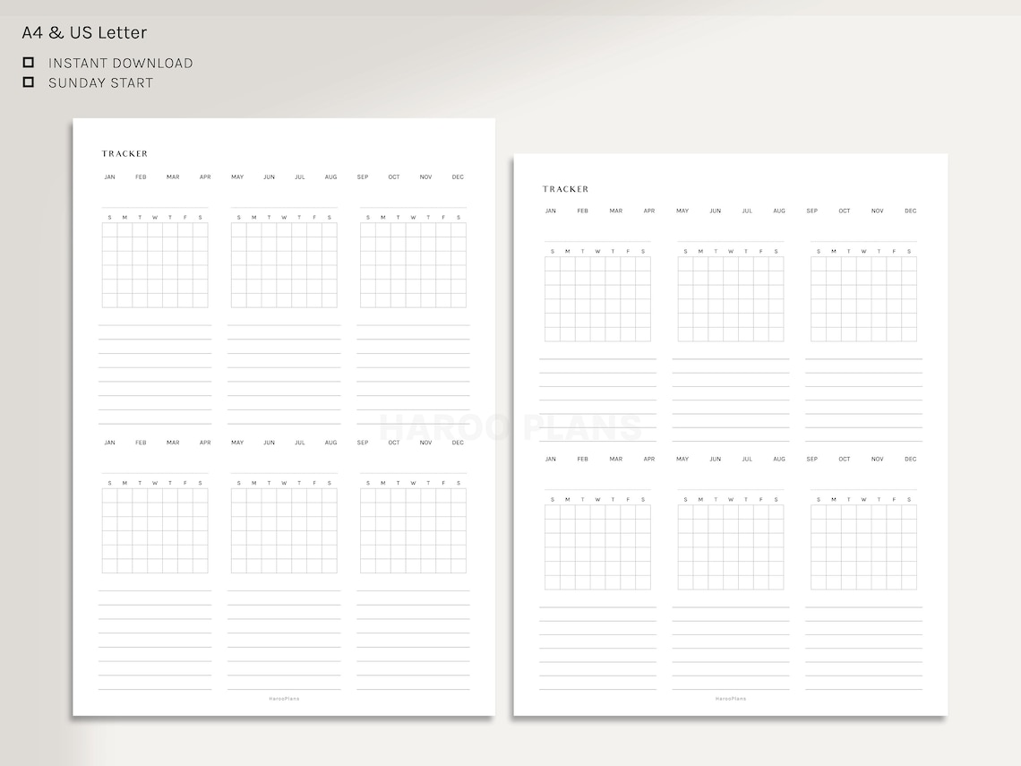 Monthly Tracker A4 US Letter Printable Planner Inserts - Etsy