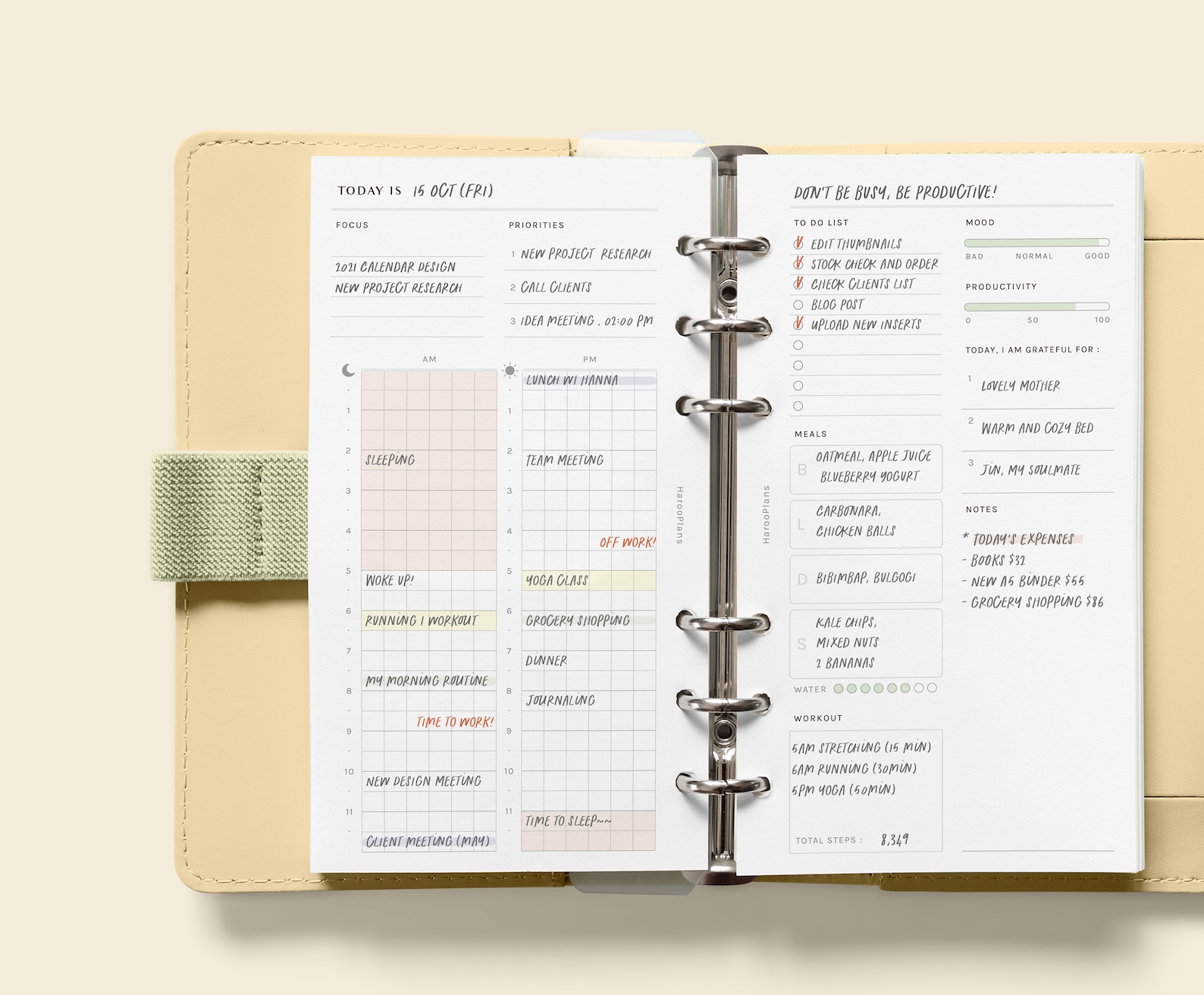 Daily Wellness Planner | Personal Printable Inserts | Schedule Planning ...