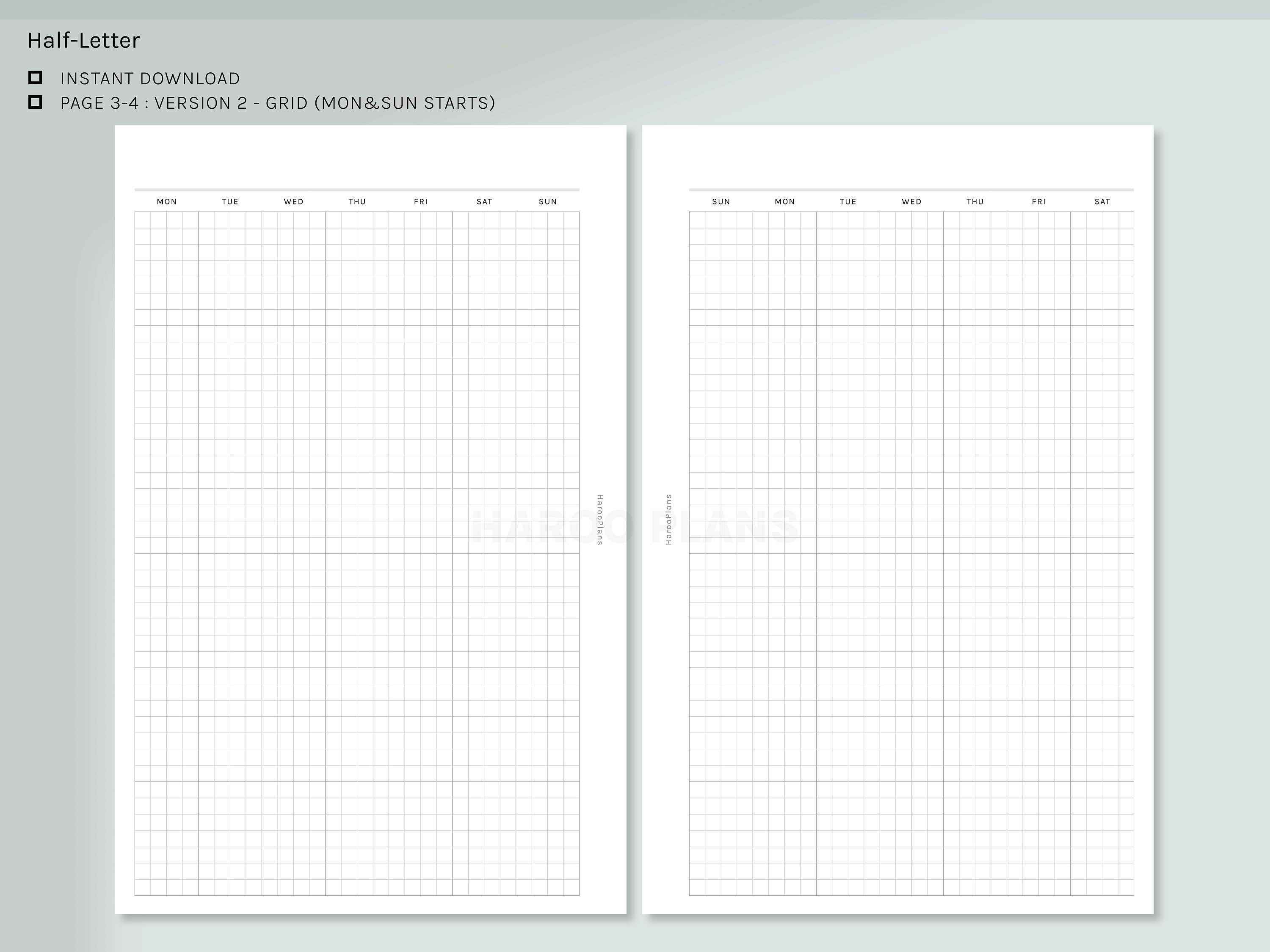 Undated Monthly Calendar Half-letter Printable Planner - Etsy
