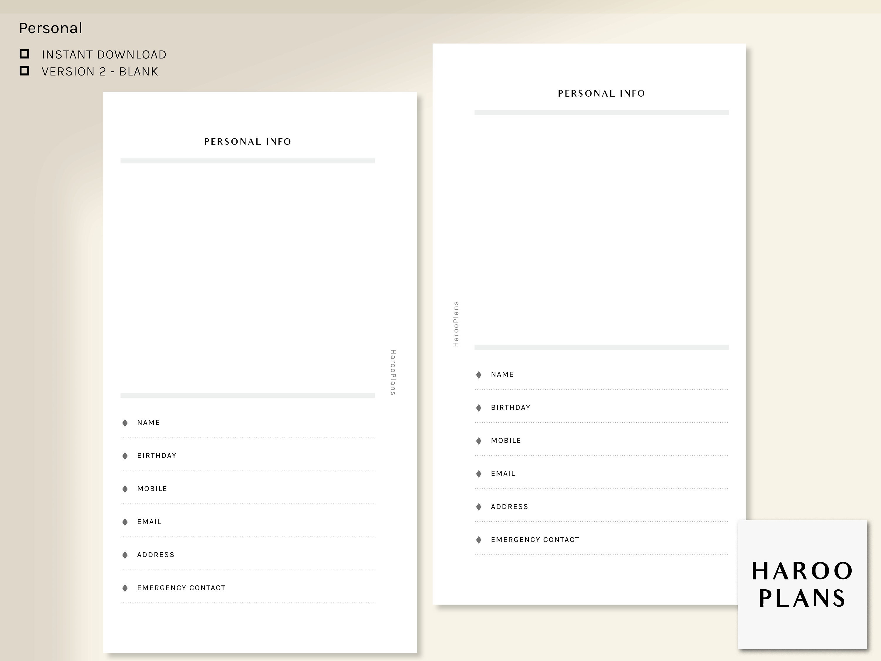 Personal Information Page Personal Size Personal Data - Etsy