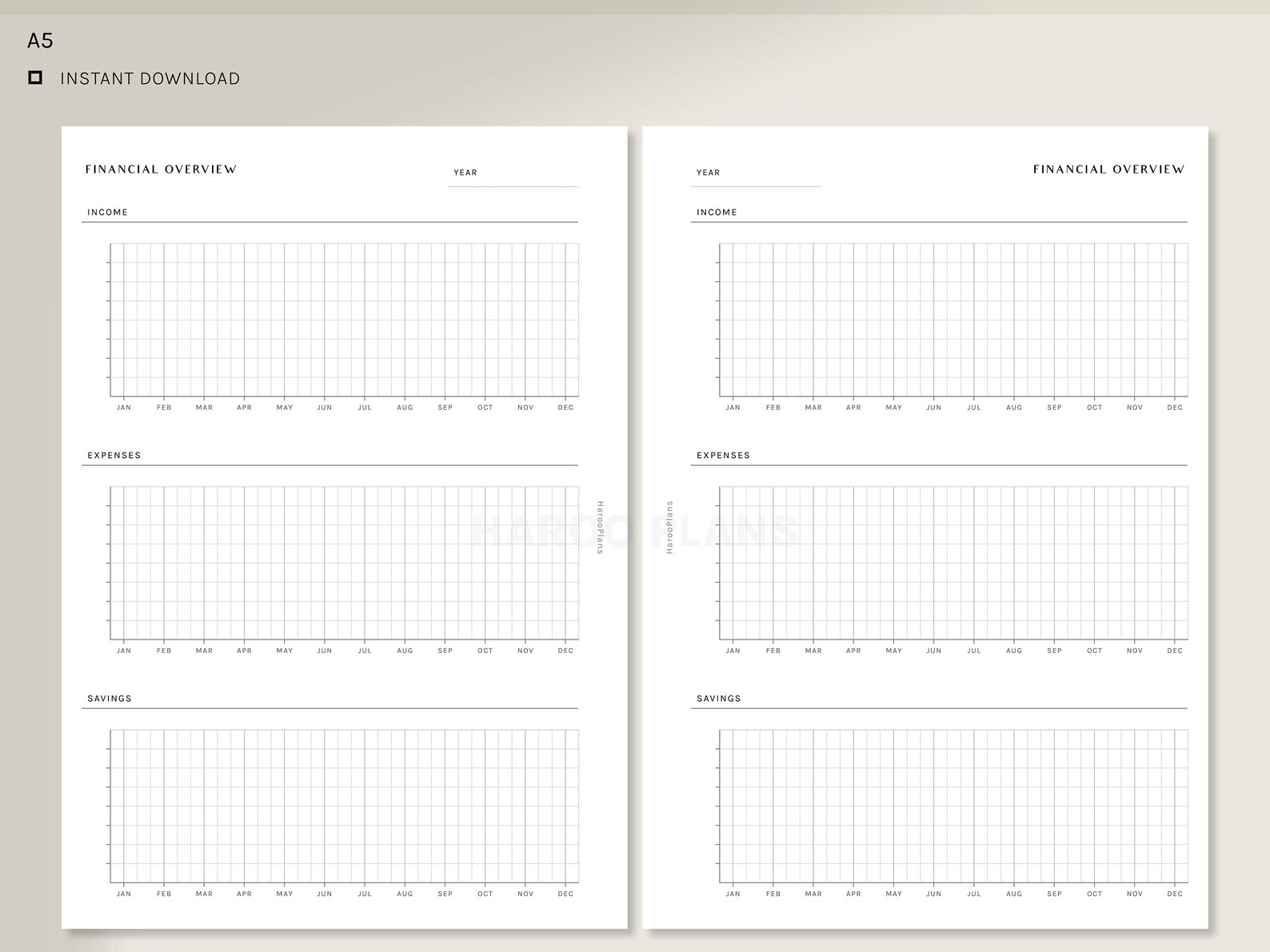 Financial Overview Chart A5 Printable Planner Inserts - Etsy