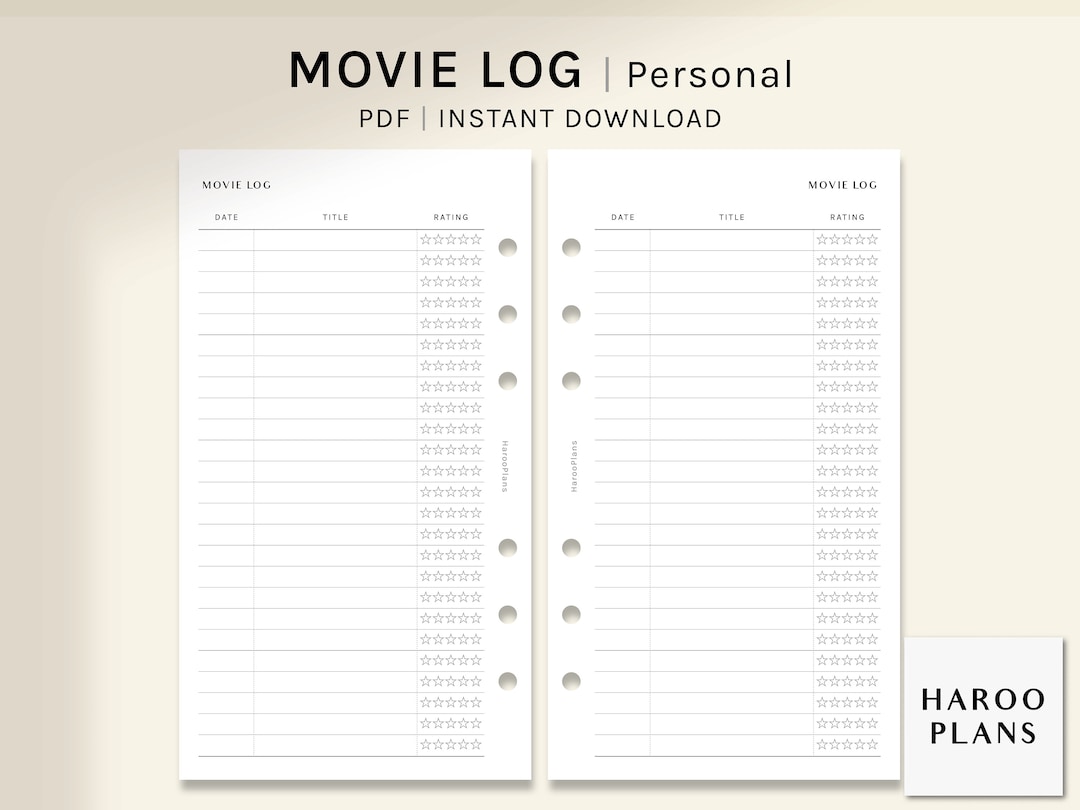 Movie Tracker Printable Inserts | Personal | Film Checklist Template ...