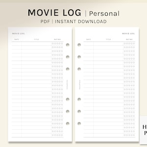 Movie Tracker Printable Inserts | Personal | Film Checklist Template ...