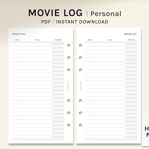Movie Tracker Printable Inserts Personal Film Checklist - Etsy