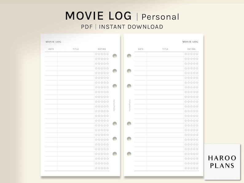 Movie Tracker Printable Inserts Personal Film Checklist - Etsy