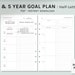 3 and 5 Year Goal Planner Half-letter Printable Inserts Life Action ...