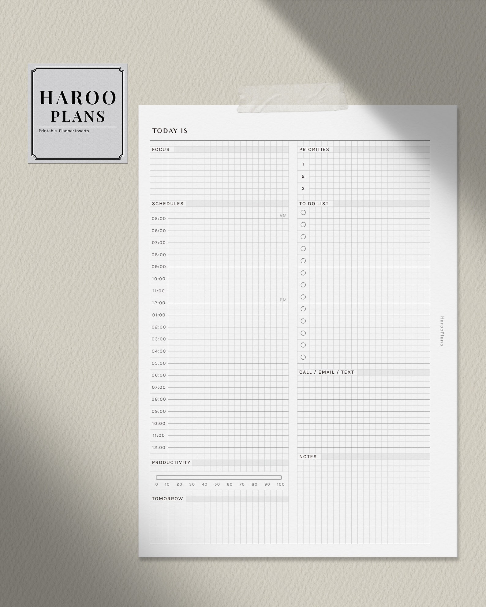 Daily Work Planner | A5 Printable Inserts | Productivity Organizer ...