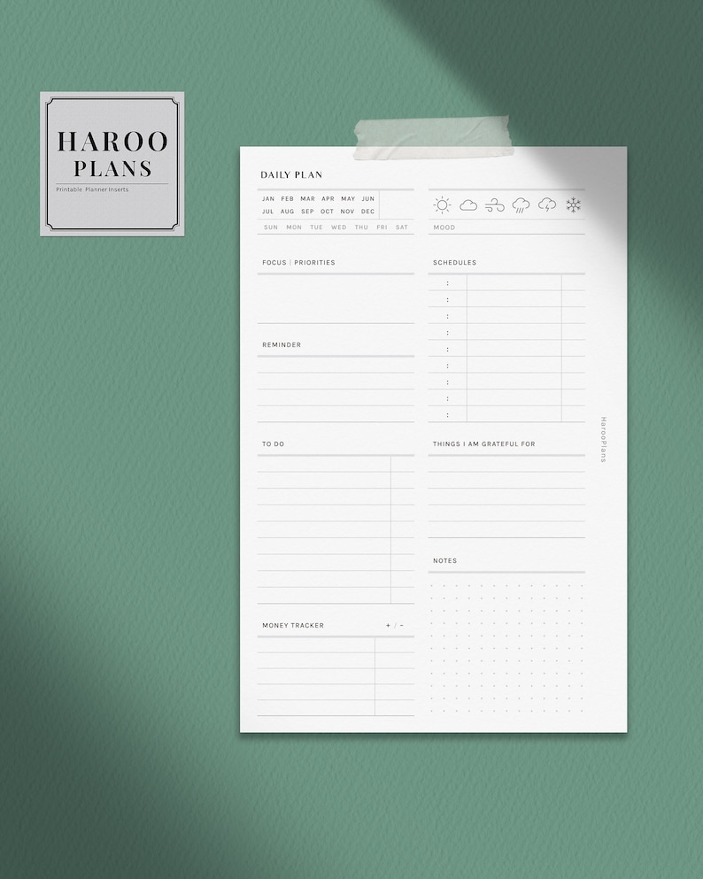 Undated Daily HP Mini Printable Happy Planner Inserts - Etsy