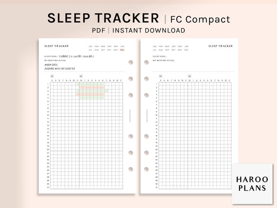 Sleep Tracker Sheet FC Compact Printable Planner Inserts - Etsy