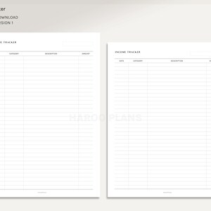 Income Tracker | A4, US Letter Printable Planner Inserts | Money Log ...