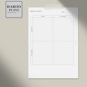 Priority Matrix | A5 Printable Planner Inserts | Urgent Important ...