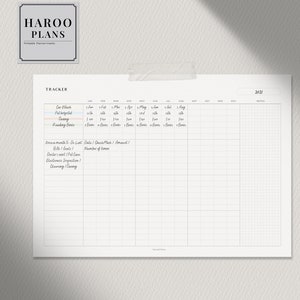Monthly Tracker | A4, US Letter Printable Planner Inserts | Habit Bills ...