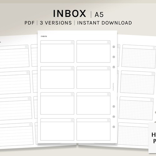 Inbox A5 Printable Planner Inserts Blank Box to Do List | Etsy