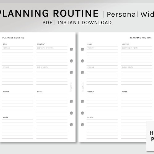 Daily Planner Personal Wide Printable Inserts Schedule - Etsy