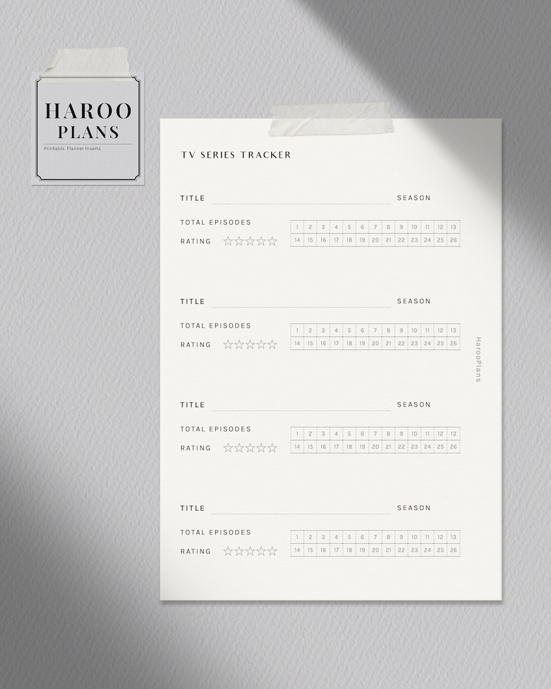 TV Series Tracker Printable Inserts | A6 | TV Show Checklist Template ...