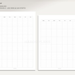 Undated Monthly Calendar | A4, US Letter Printable Planner Inserts ...