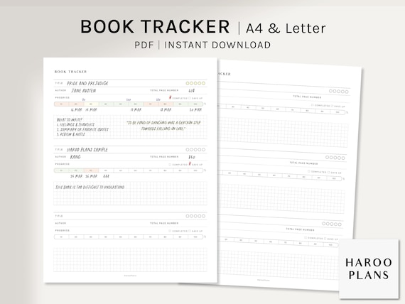 Book Tracker A4 US Letter Printable Planner Inserts | Etsy