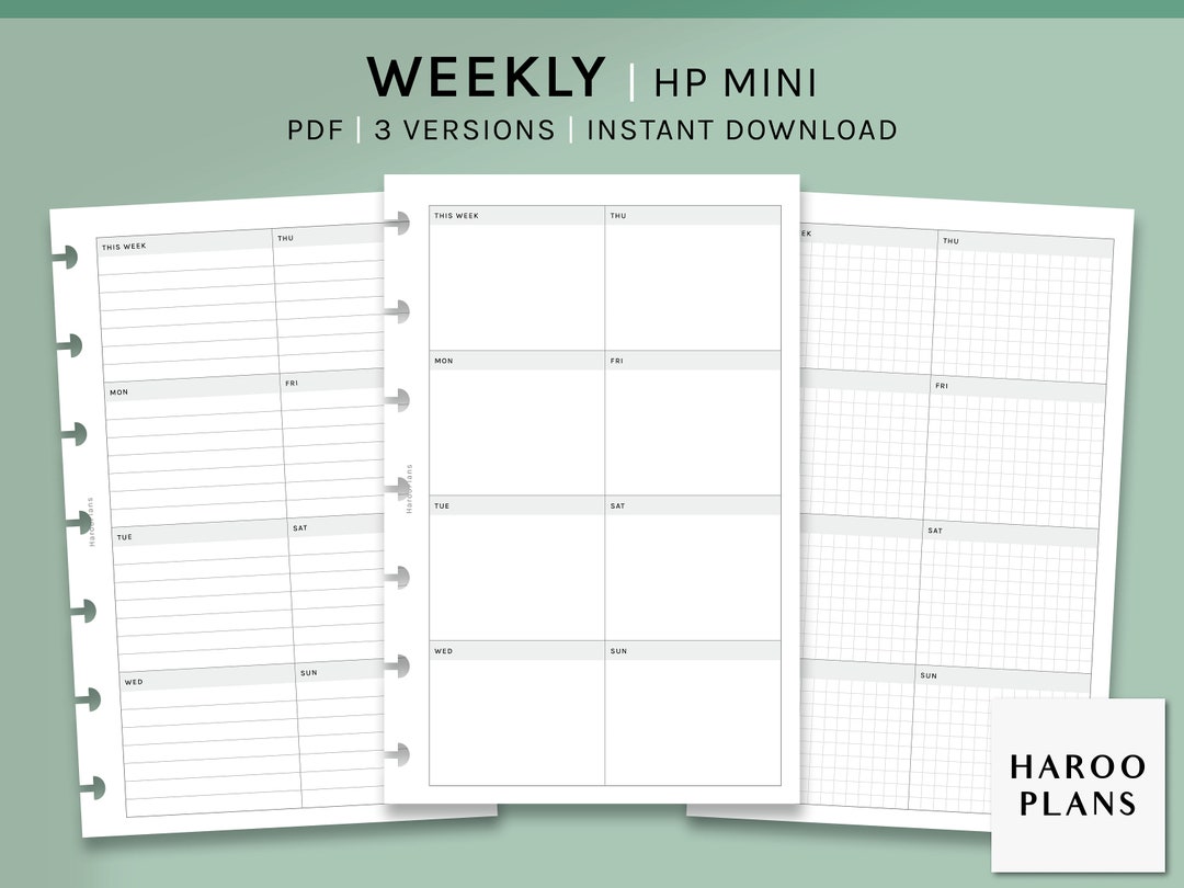 Weekly | HP Mini Printable Happy Planner Inserts | WO1P Schedule ...