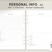 Personal Information Page A5 Personal Data Sheet Printable - Etsy