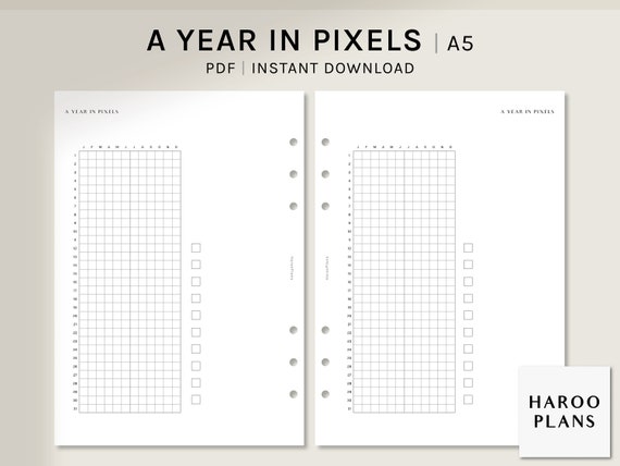 A Year in Pixels A5 Printable Planner Inserts Mood | Etsy