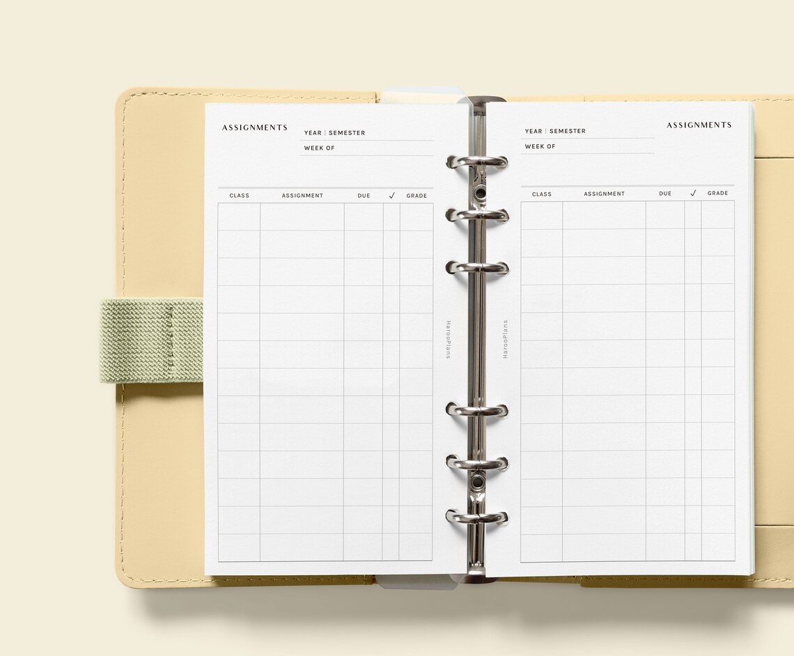 Assignment Tracker Personal Size Printable Planner Inserts | Etsy