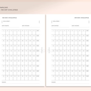 Challenge Sheet | FC Compact Size Printable Planner Inserts | 30 50 100 ...