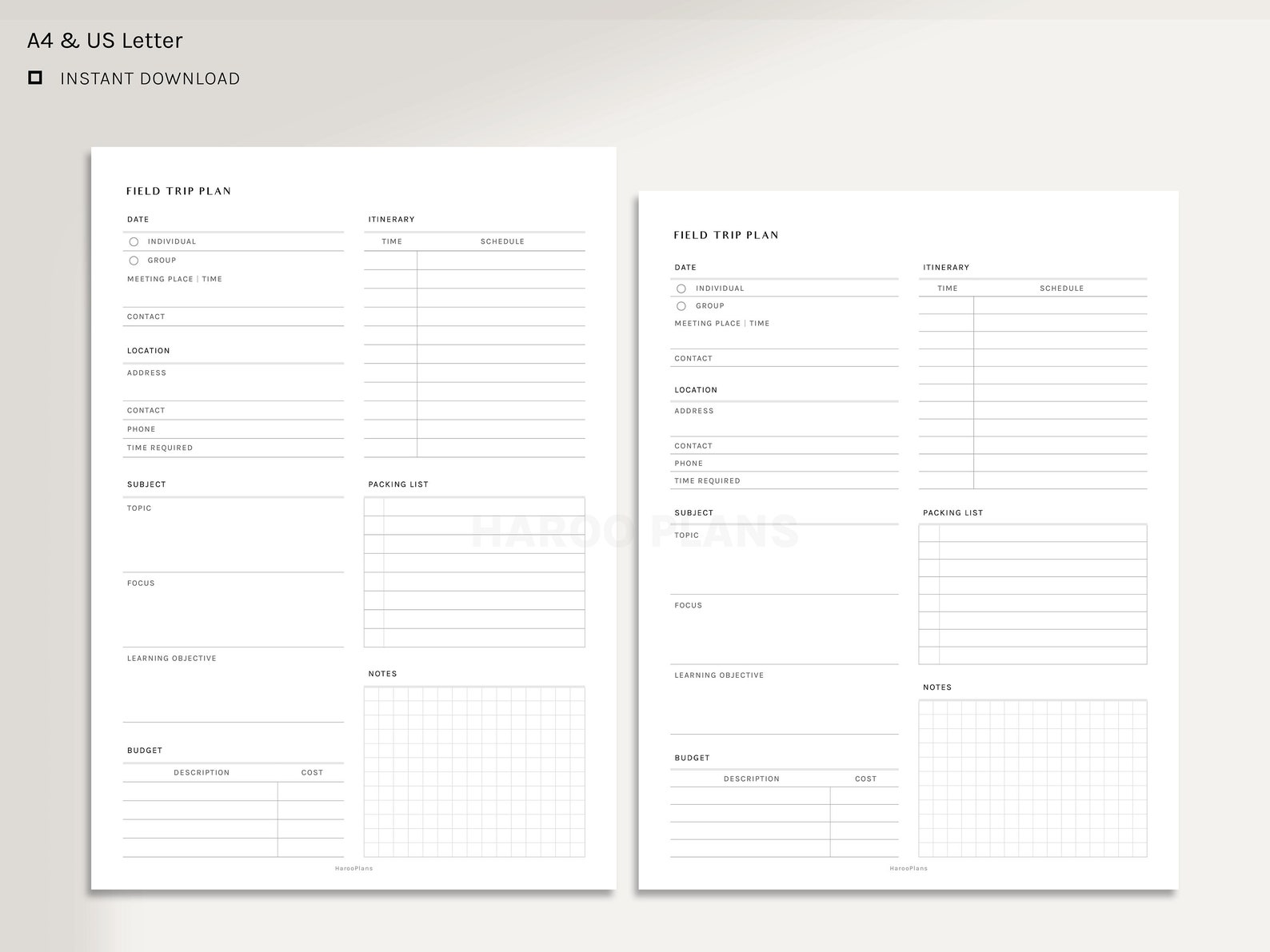 Field Trip Planning Sheet A4 US Letter Printable Planner | Etsy