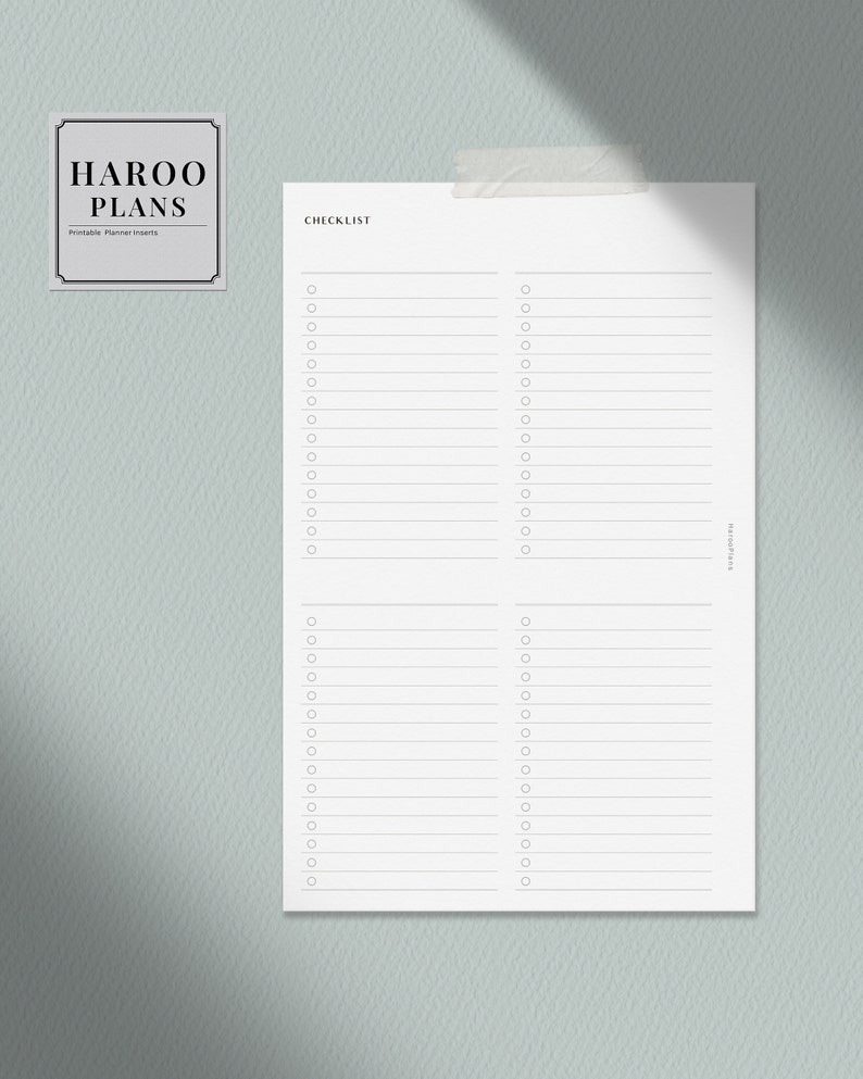 Checklist Sheet Half-letter Printable Planner Inserts - Etsy
