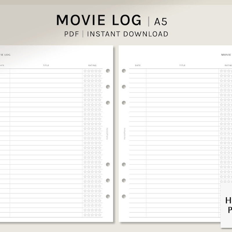 A5 Planner Insert Movie - Etsy UK