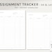 Assignment Tracker | A4, US Letter Printable Planner Inserts | Homework ...