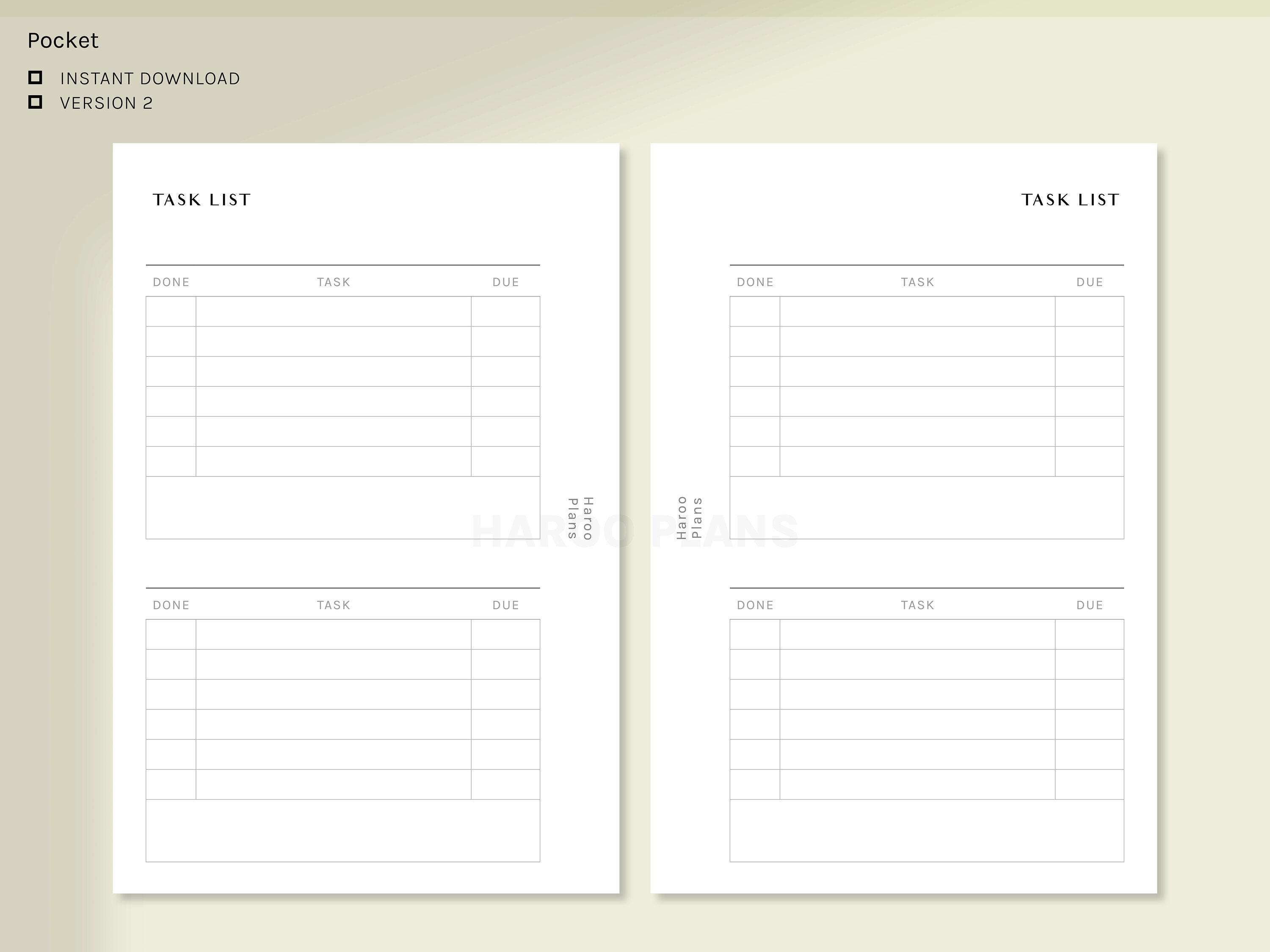 Task List Pocket Size Printable Planner Inserts to Do List - Etsy