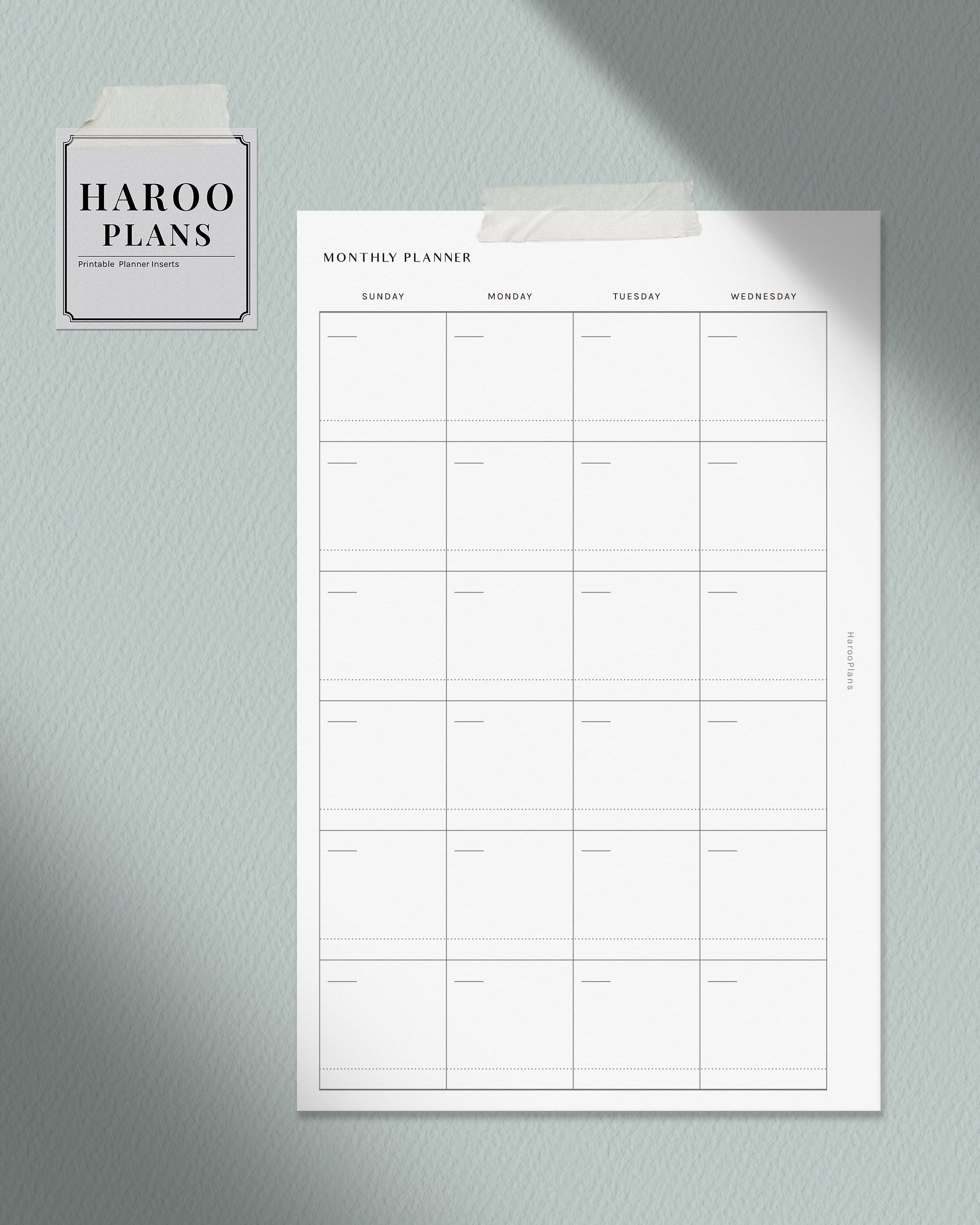 Undated Monthly Printable Planner Inserts | Half-letter | MO2P Template ...